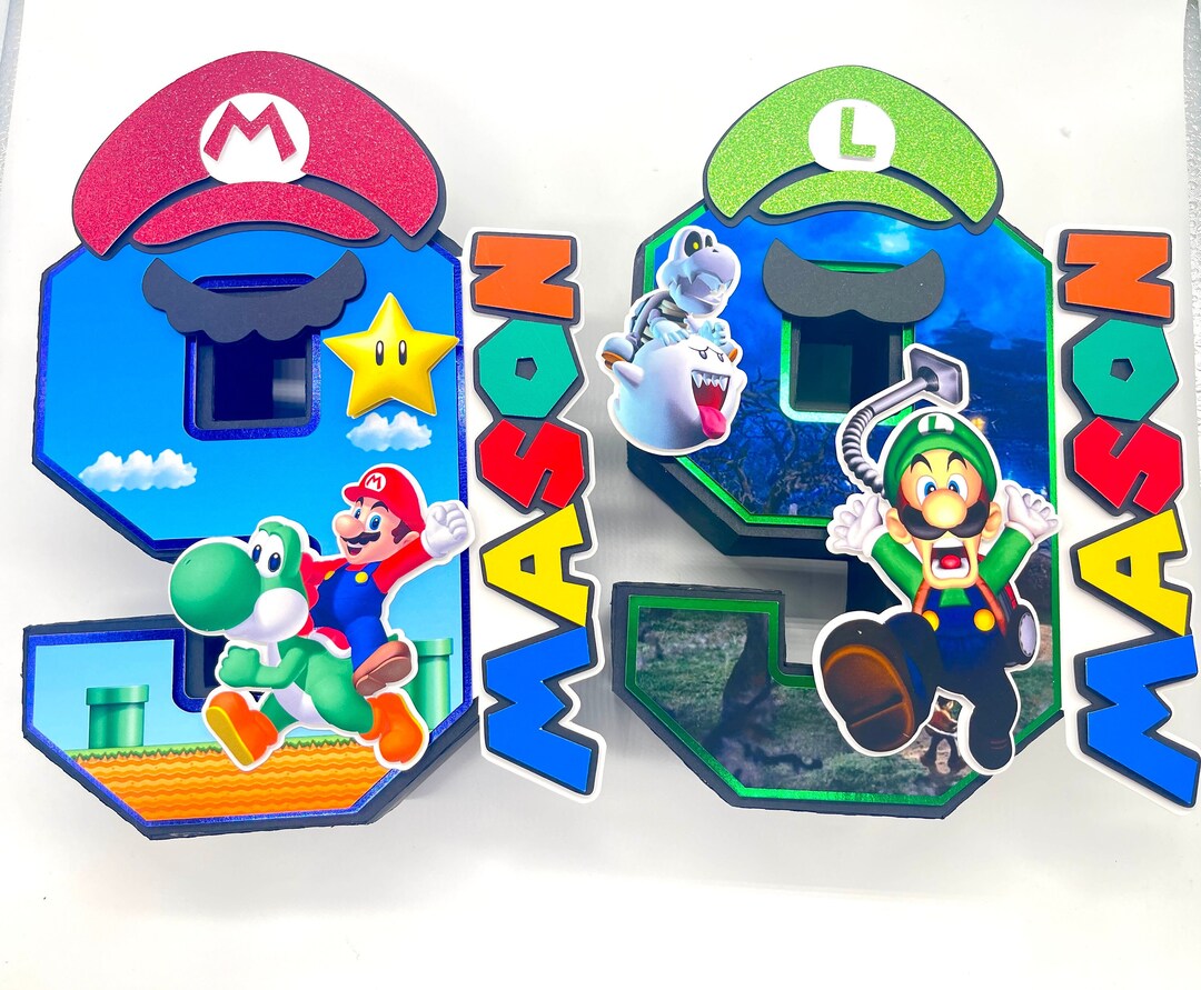 Carta 3D Super Mario Decoración Fiesta Cumpleaños Super Mario - Etsy México