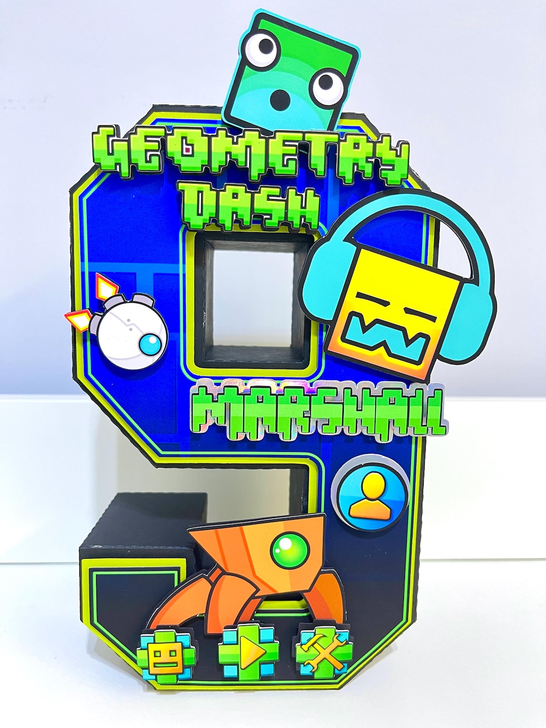 Geometry Dash Decor - Geometry Dash 3D Number or Letter - Geometry Dash Decorations - Etsy UK