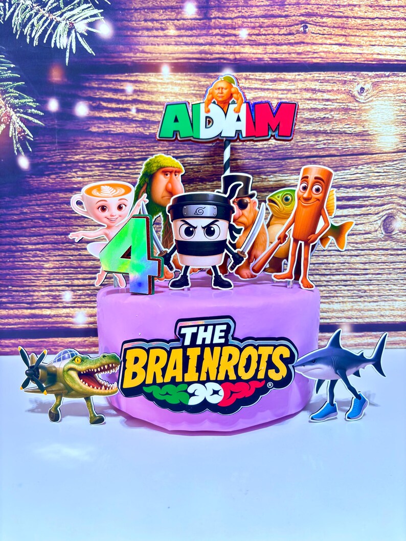 Brainrot Cake Topper: Funny Meme Birthday Decoration, Custom Name & Age ...