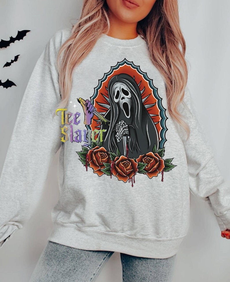 Ghostface Sweatshirt, Ghostface Roses Sweatshirt, Scream Sweatshirt ...