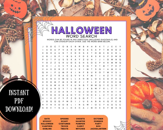 Halloween Word Search Themed Party Games Printable Word - Etsy