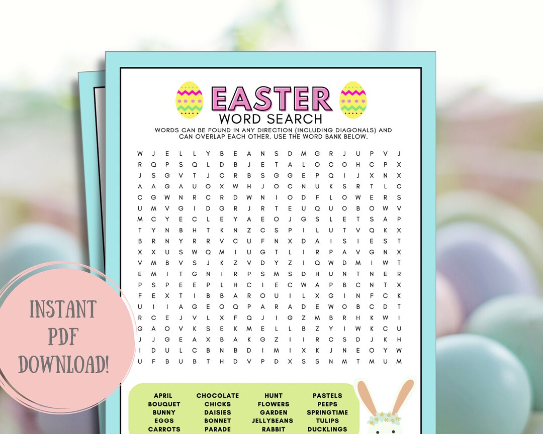 Easter Word Search, Themed Party Games, Printable Word Search Game for ...