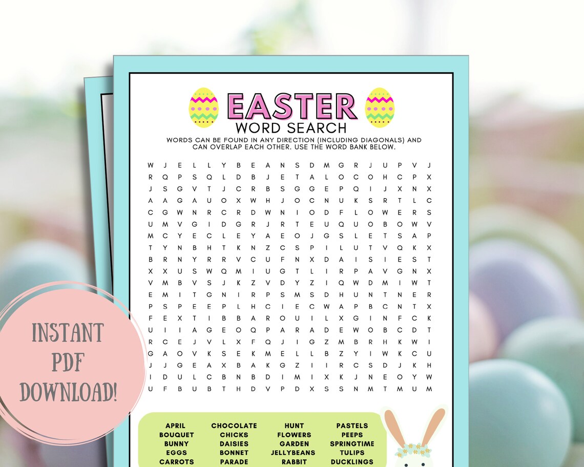 Easter Word Search, Themed Party Games, Printable Word Search Game for ...