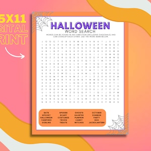 Halloween Word Search, Themed Party Games, Printable Word Search Game ...