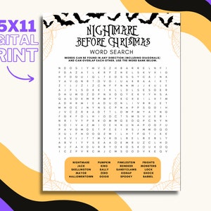 Spooky Word Search, Themed Party Games, Printable Word Search Game for ...