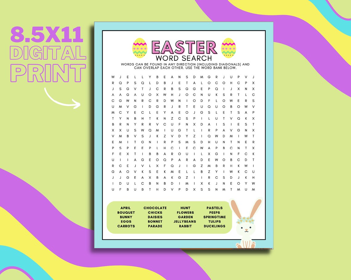 Easter Word Search, Themed Party Games, Printable Word Search Game for ...