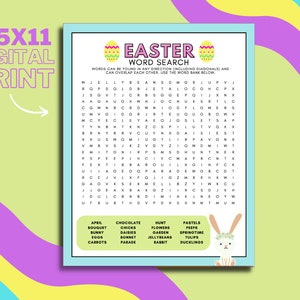 Easter Word Search, Themed Party Games, Printable Word Search Game for ...