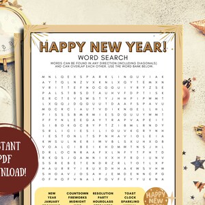 New Years Word Search, Themed Party Games, Printable Word Search Game ...