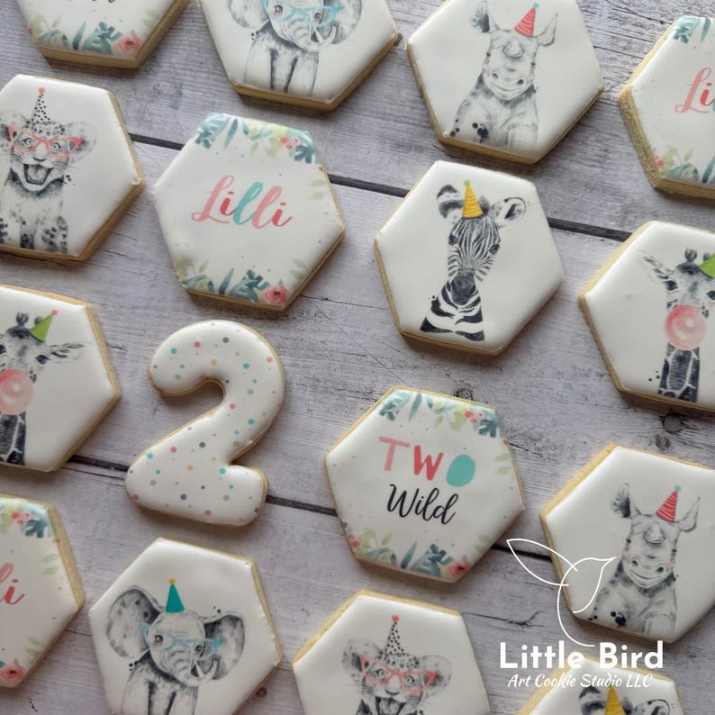 Two Wild Birthday Decorated Cookies, Young Wild and Three, Party ...