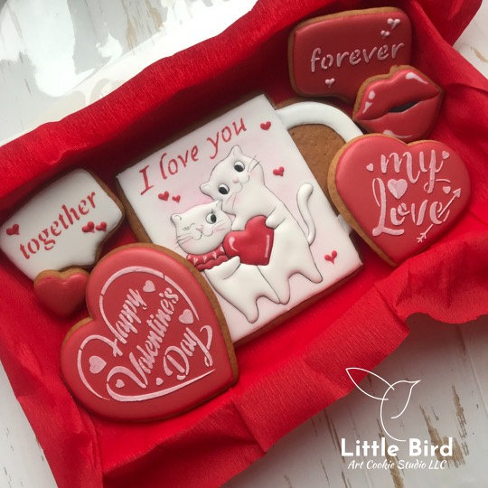 Valentine's Day Decorated Cookies Gift Box, Valentines Gift Cookie Set ...