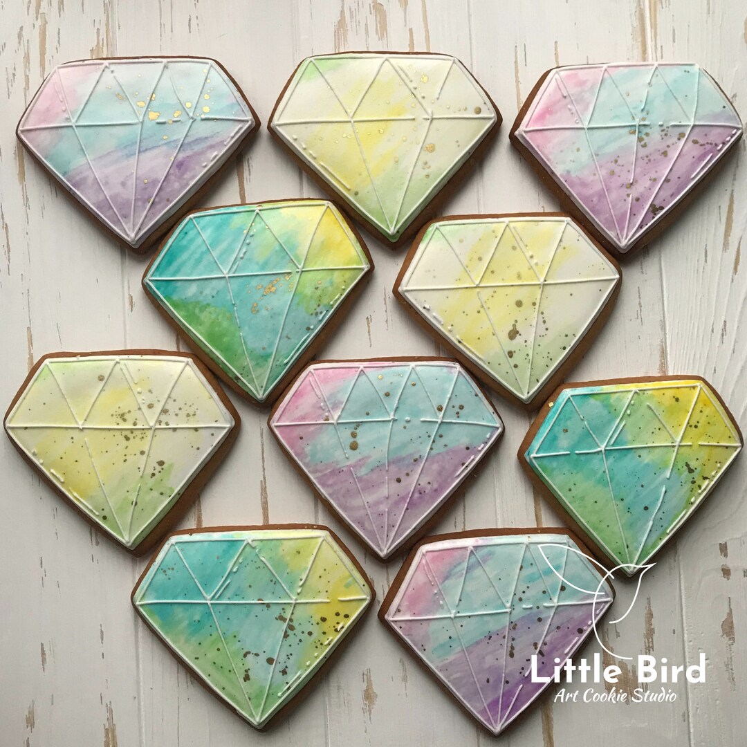 Diamond Decorated Cookies, Wedding, Birthday Cookies, Individual ...