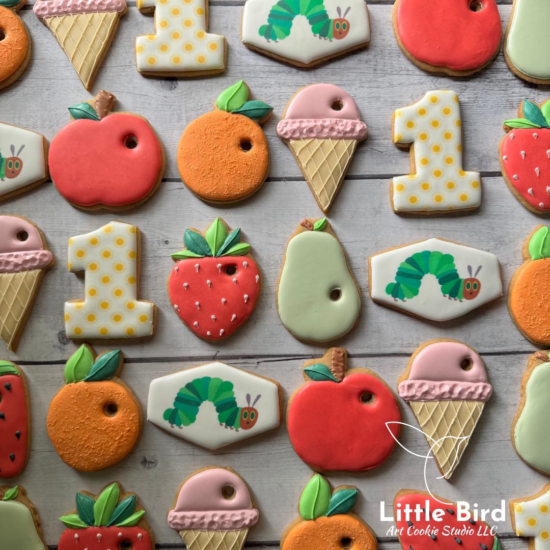 One Hungry Caterpillar 1st Birthday Decorated Cookies, A Veru Hungry ...