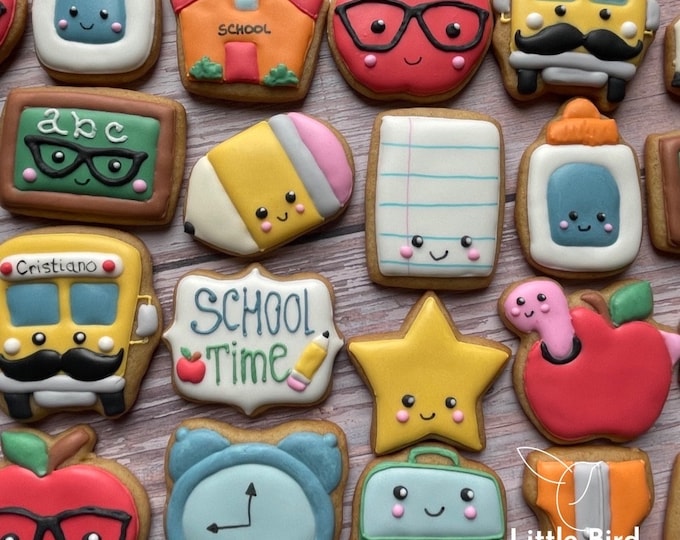 Back to School mini Decorated Cookies, Cookie Gift Box, Party Favors ...