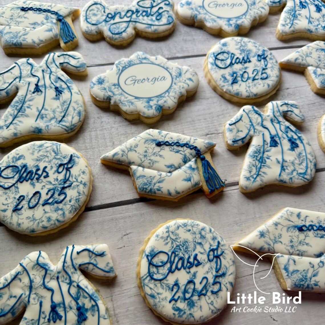 Graduation Toile De Jouy Decorated Cookies, Grad French Toile Themed ...