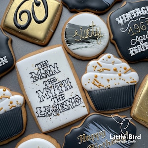 60th Birthday Decorated Cookies, Sixty Birthday Cookies, Custom Cookies ...