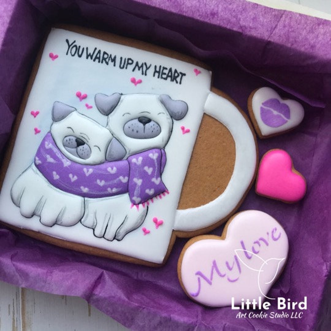 Valentine's Day Decorated Cookies Gift Box, Valentines Gift Cookie Set ...