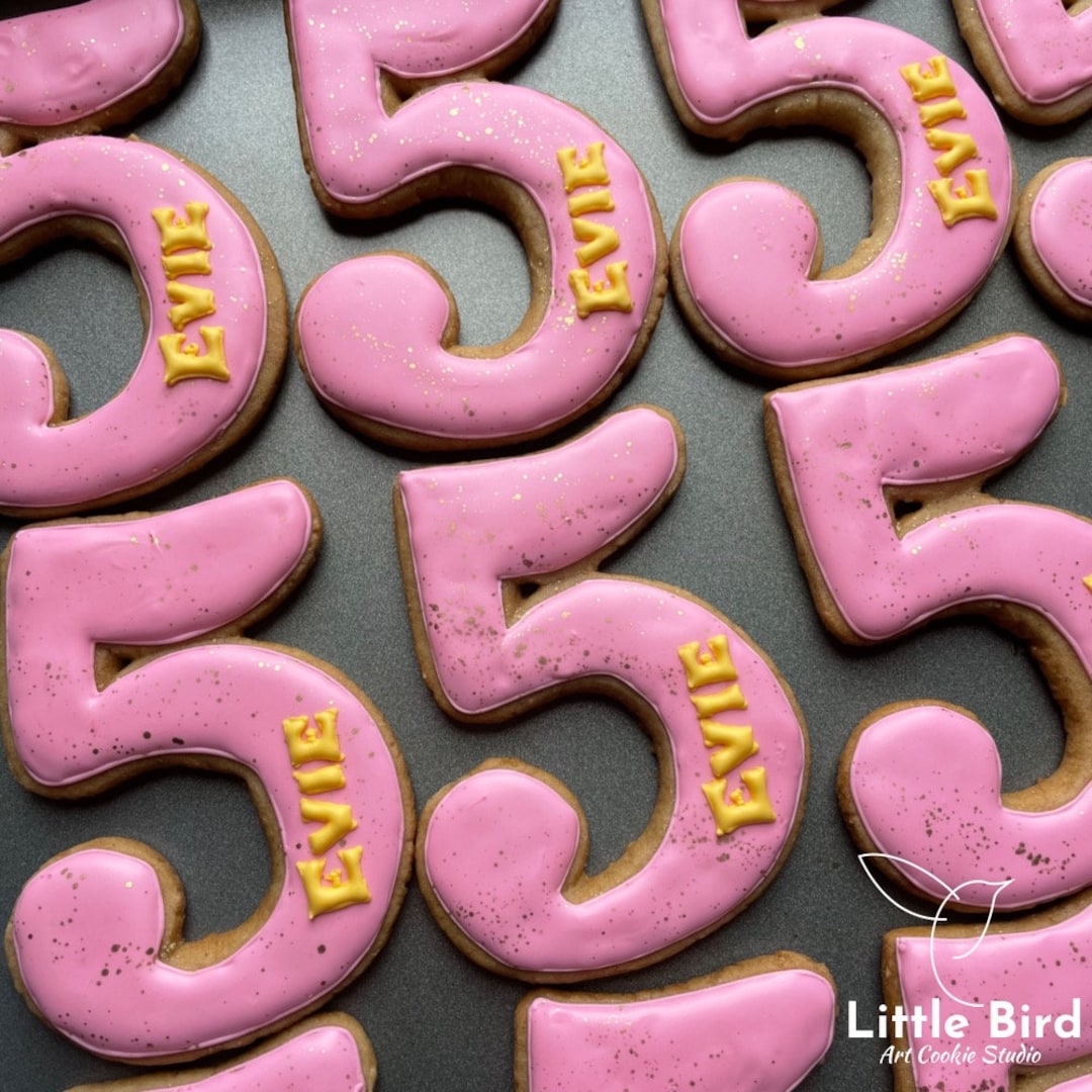 Birthday Decorated Cookies, Pink Cookies, Number Cookies, Party Favors ...