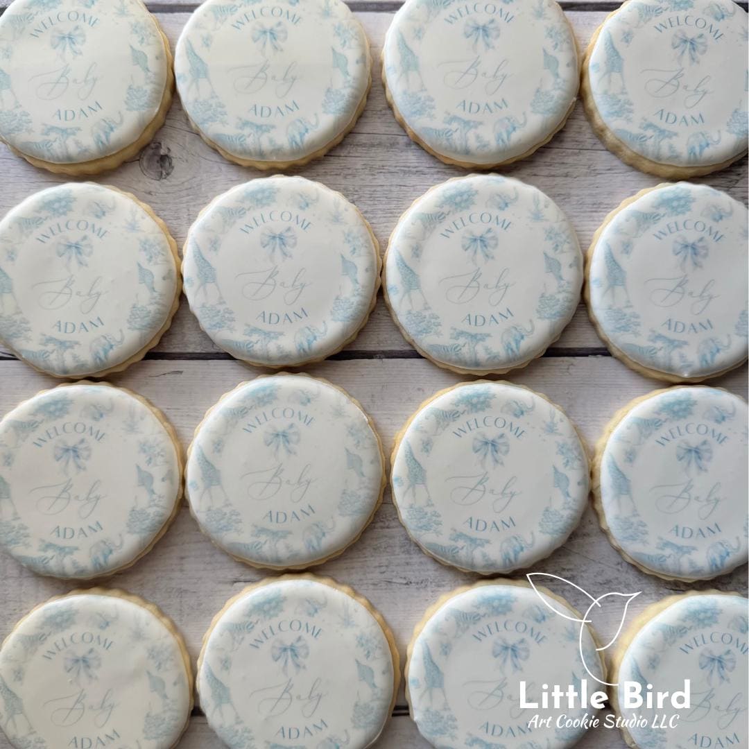 Toile De Jouy Safari Baby Shower Decorated Cookies, French Toile Themed ...