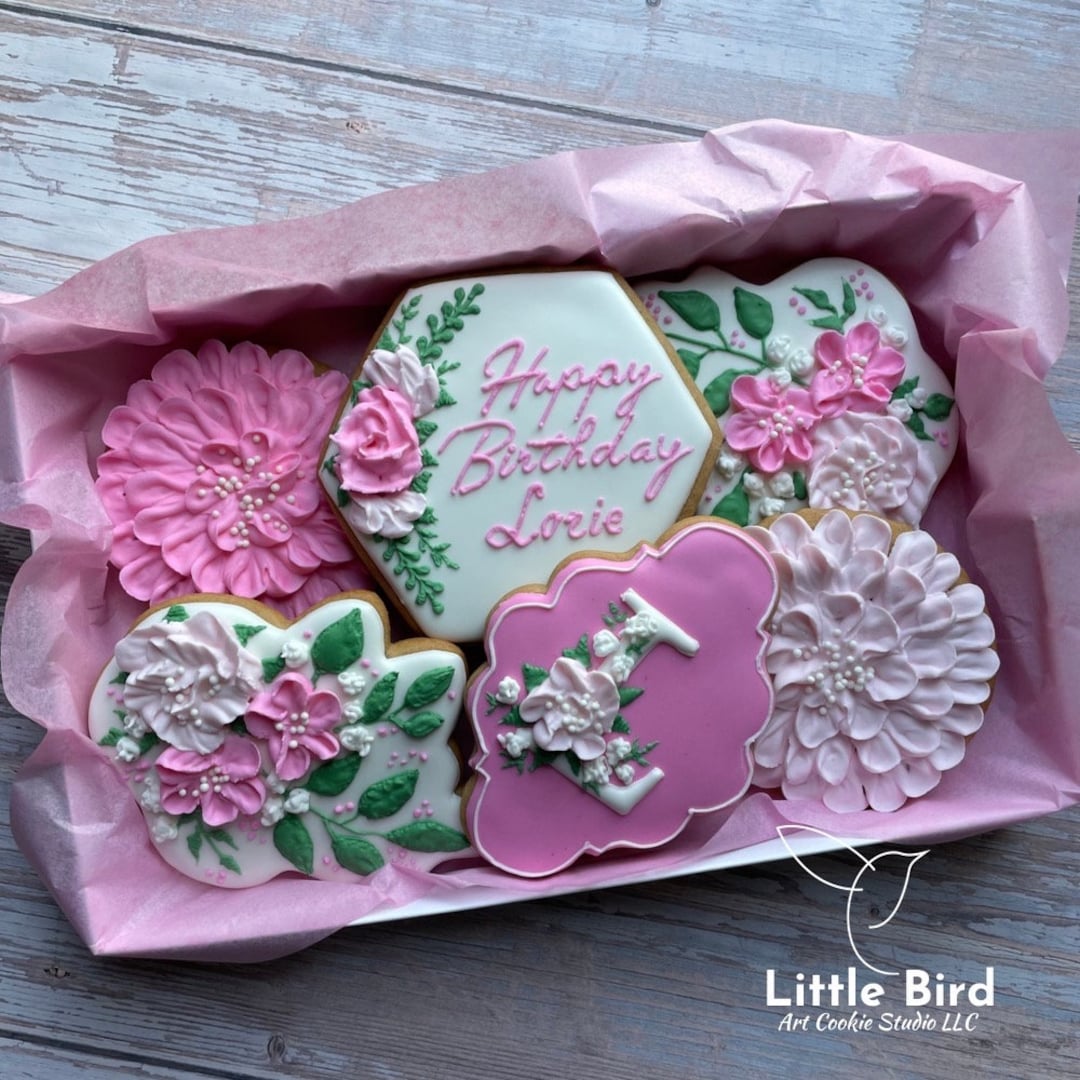 Floral Birthday Decorated Cookies, Party Favors, Birthday Gift, Custom ...