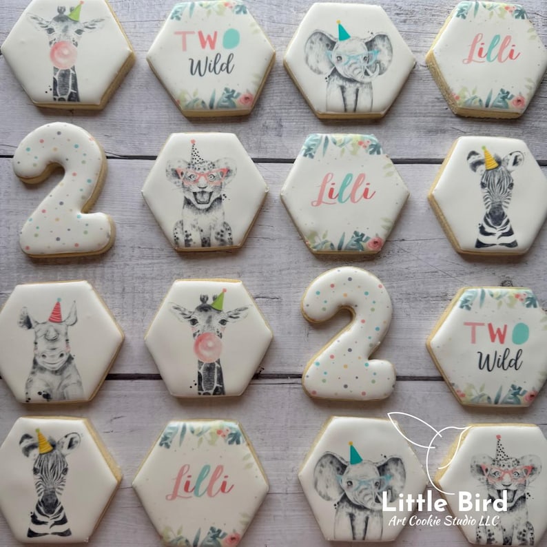 Two Wild Birthday Decorated Cookies, Young Wild and Three, Party ...