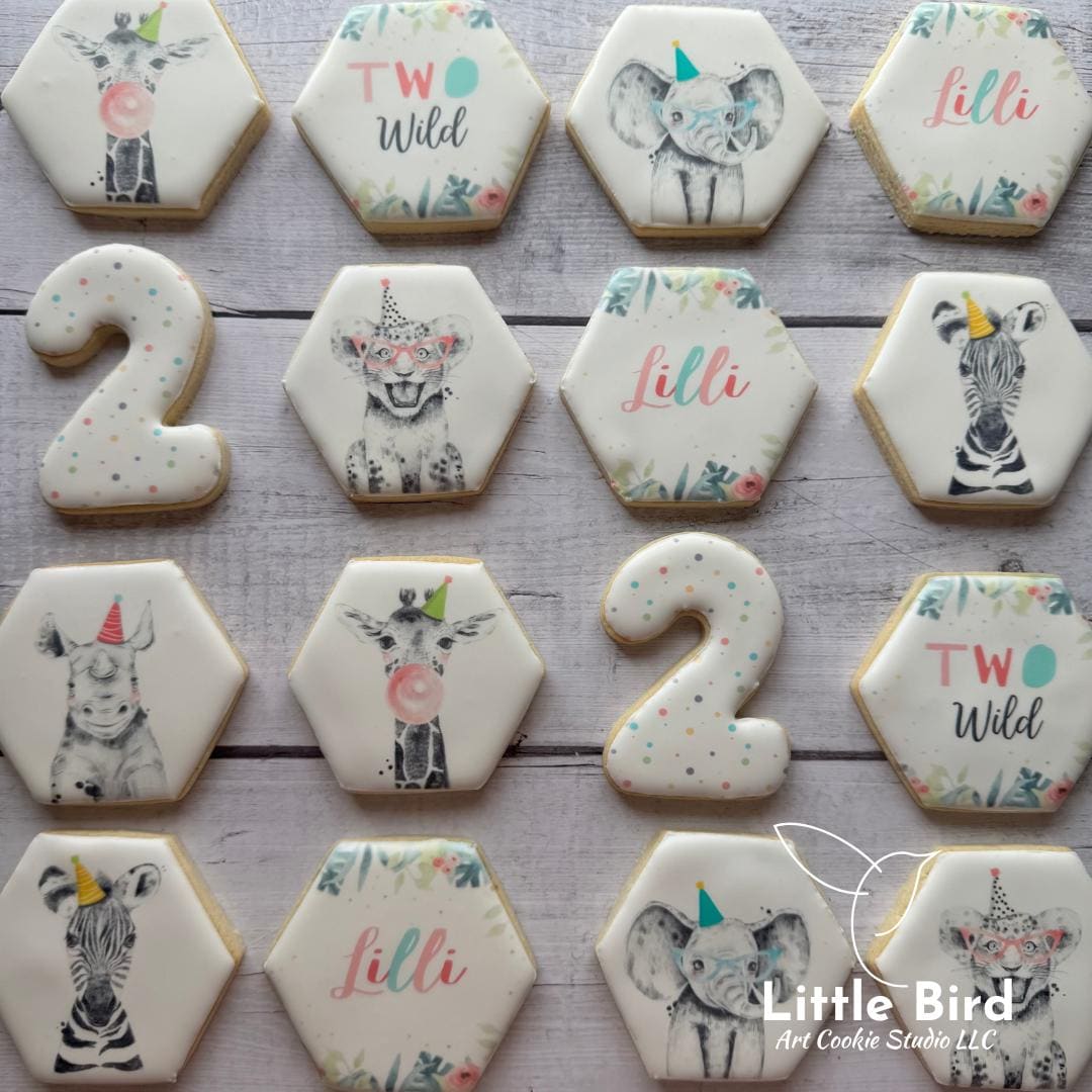 Two Wild Birthday Decorated Cookies, Young Wild and Three, Party ...