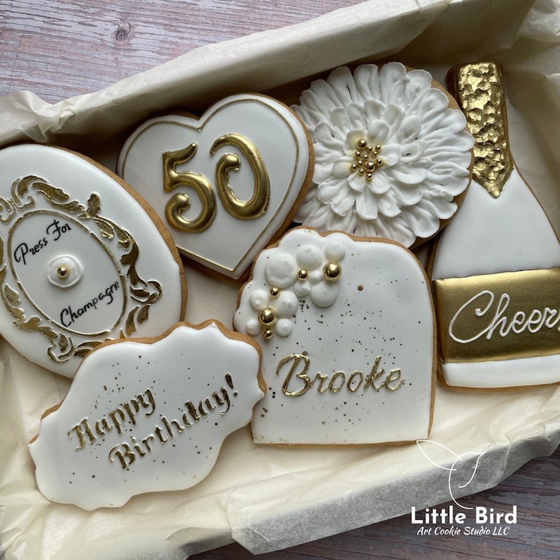 Birthday Decorated Cookies, 50th Birthday Cookies, Fifty Birthday ...