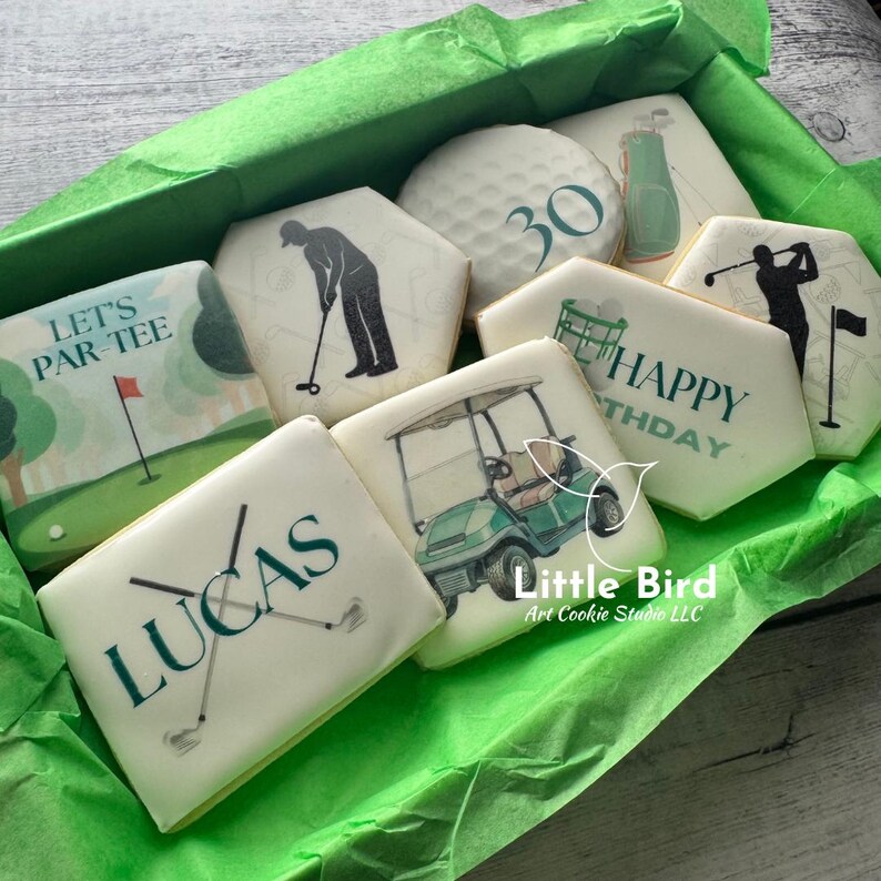 Master Golf Themed Birthday Decorated Cookies, Sport Themed Party ...