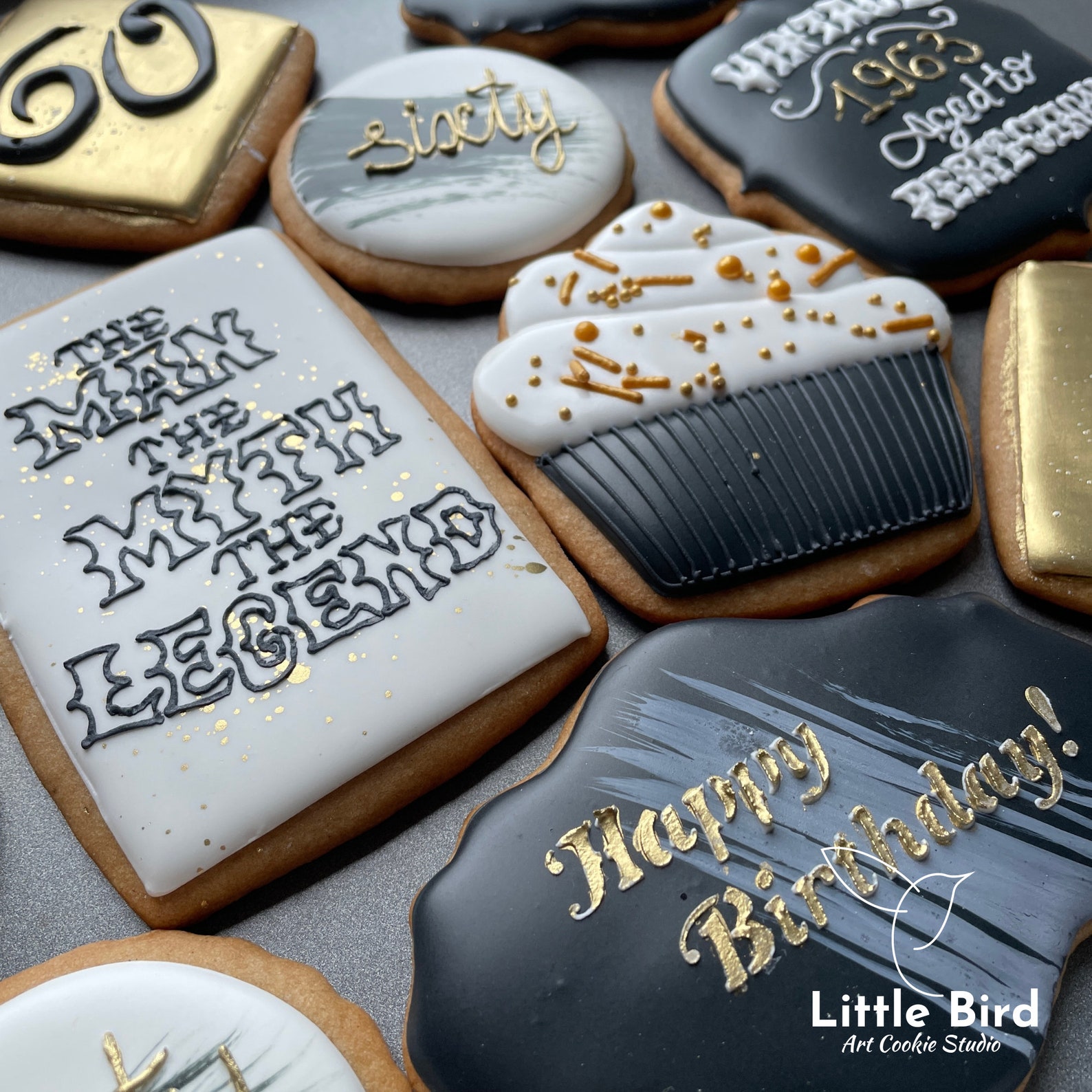 60th Birthday Decorated Cookies, Sixty Birthday Cookies, Custom Cookies ...