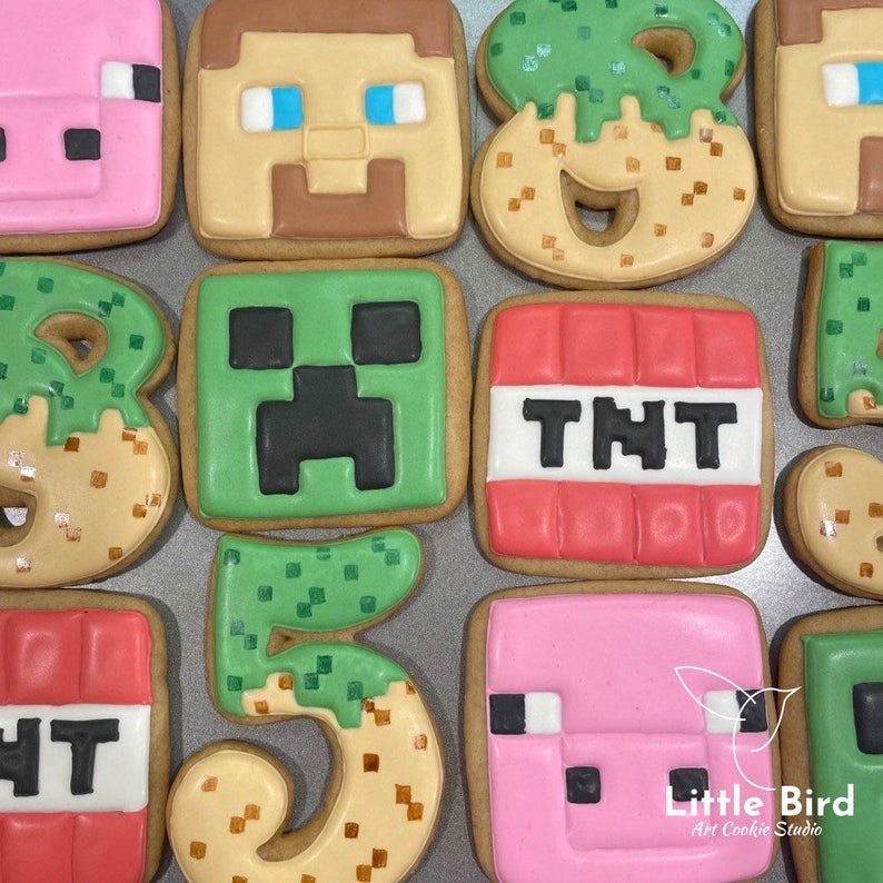 Minecraft Cookies Minecraft Birthday Minecraft Birthday - Etsy