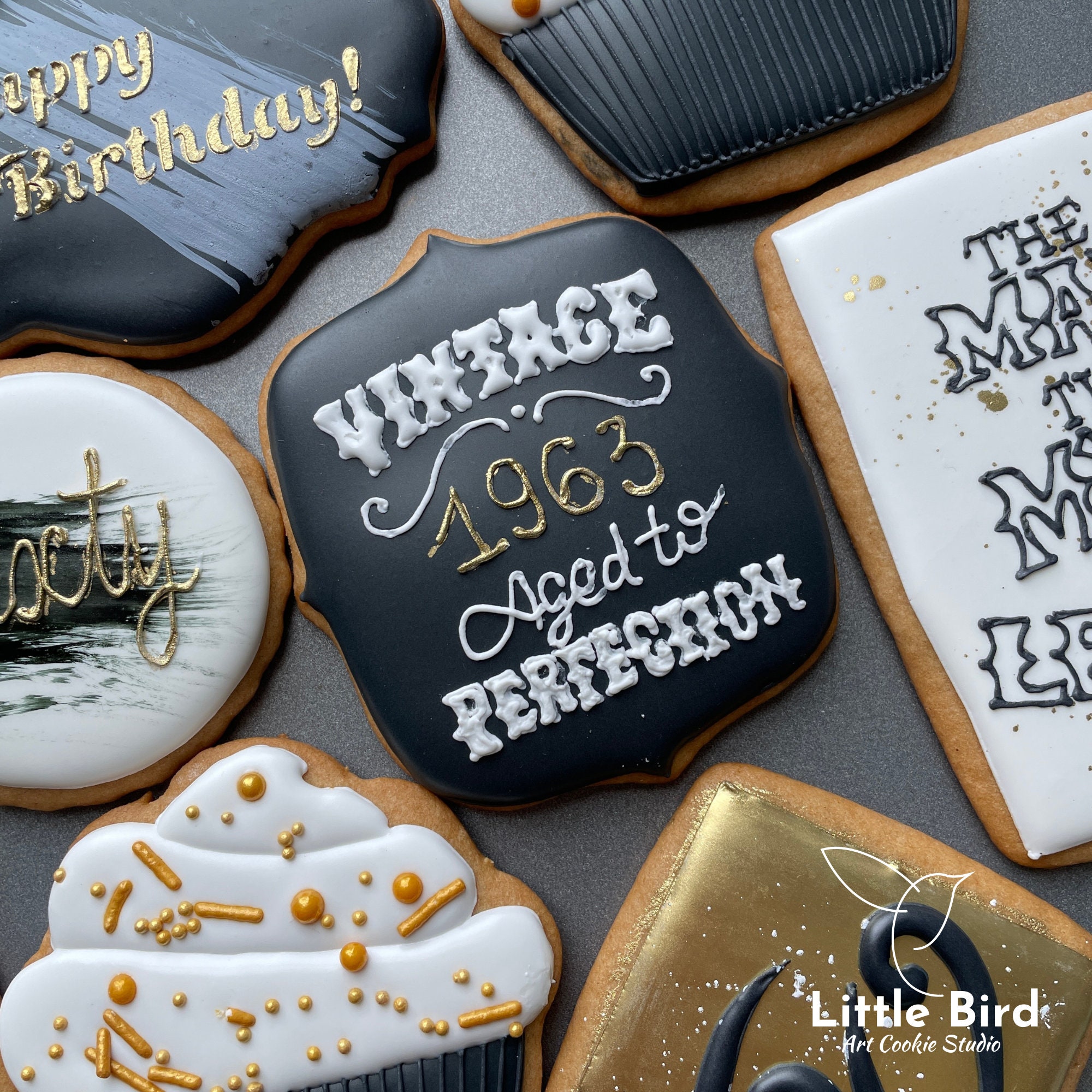 60th Birthday Decorated Cookies, Sixty Birthday Cookies, Custom Cookies ...