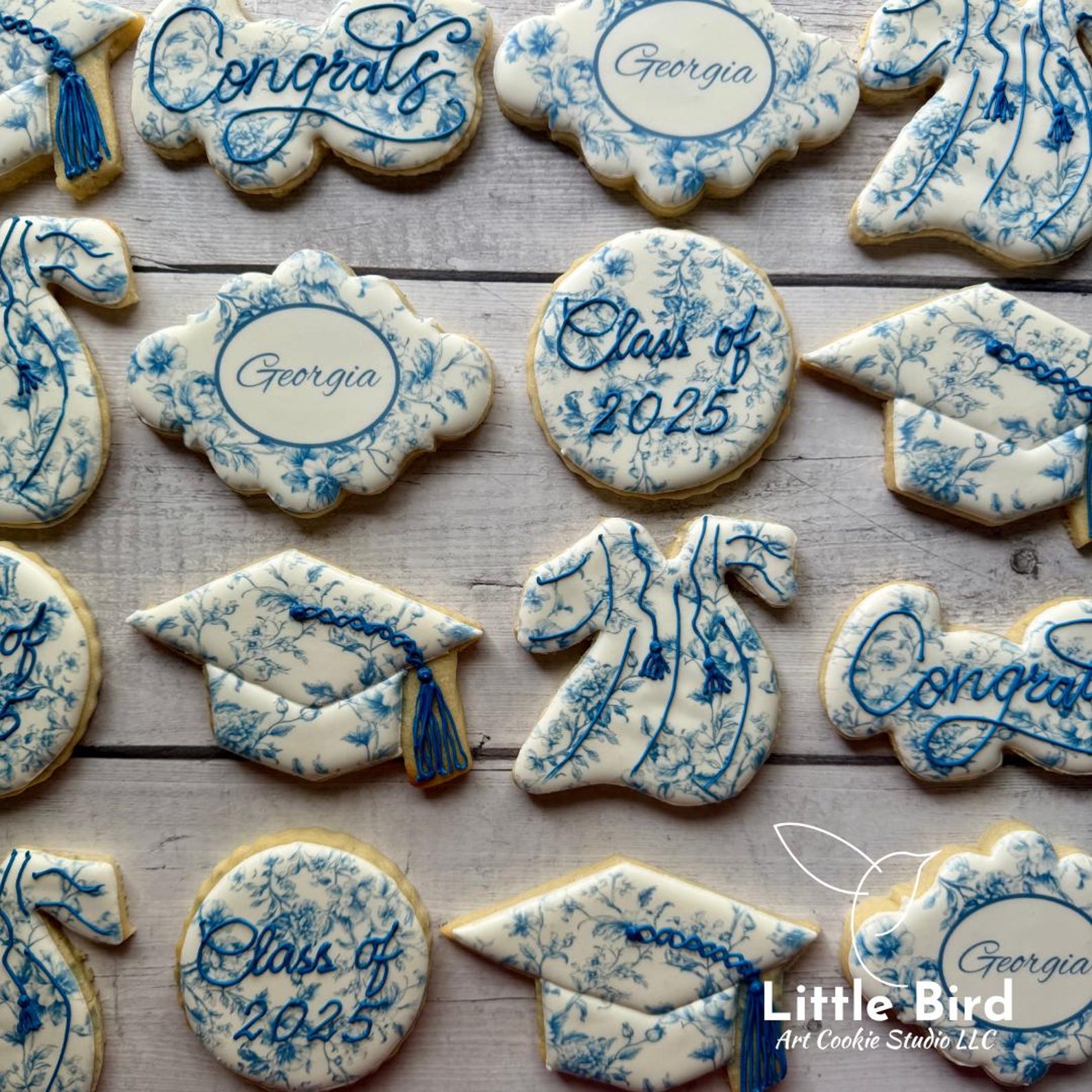 Graduation Toile De Jouy Decorated Cookies, Grad French Toile Themed ...