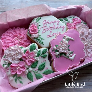 Floral Birthday Decorated Cookies, Party Favors, Birthday Gift, Custom ...