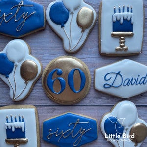 60th Birthday Decorated Cookies, Sixty Birthday Cookies, Custom Cookies ...