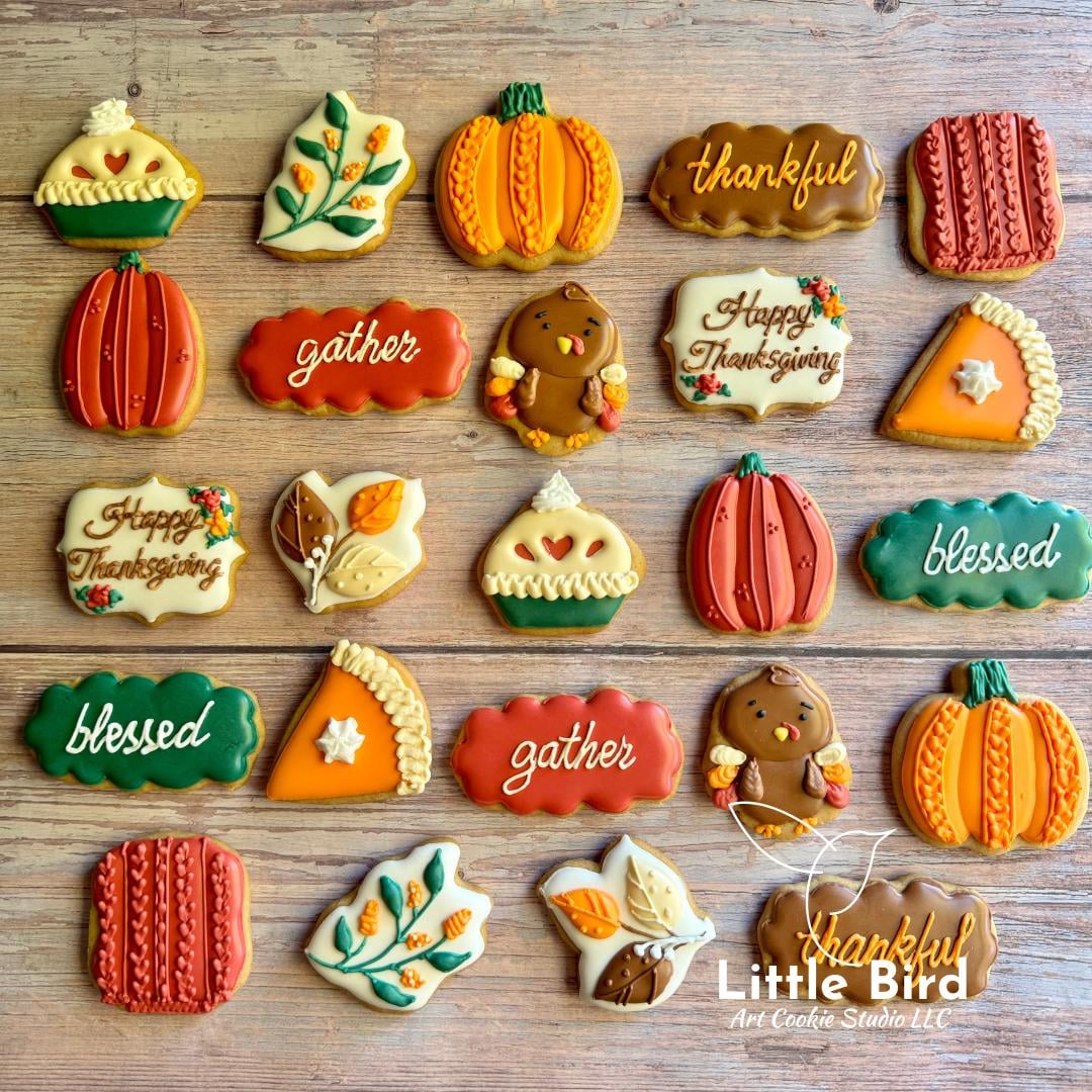 Thanksgiving "mini" Decorated Cookies, Cookie Gift Box, Thanksgiving ...