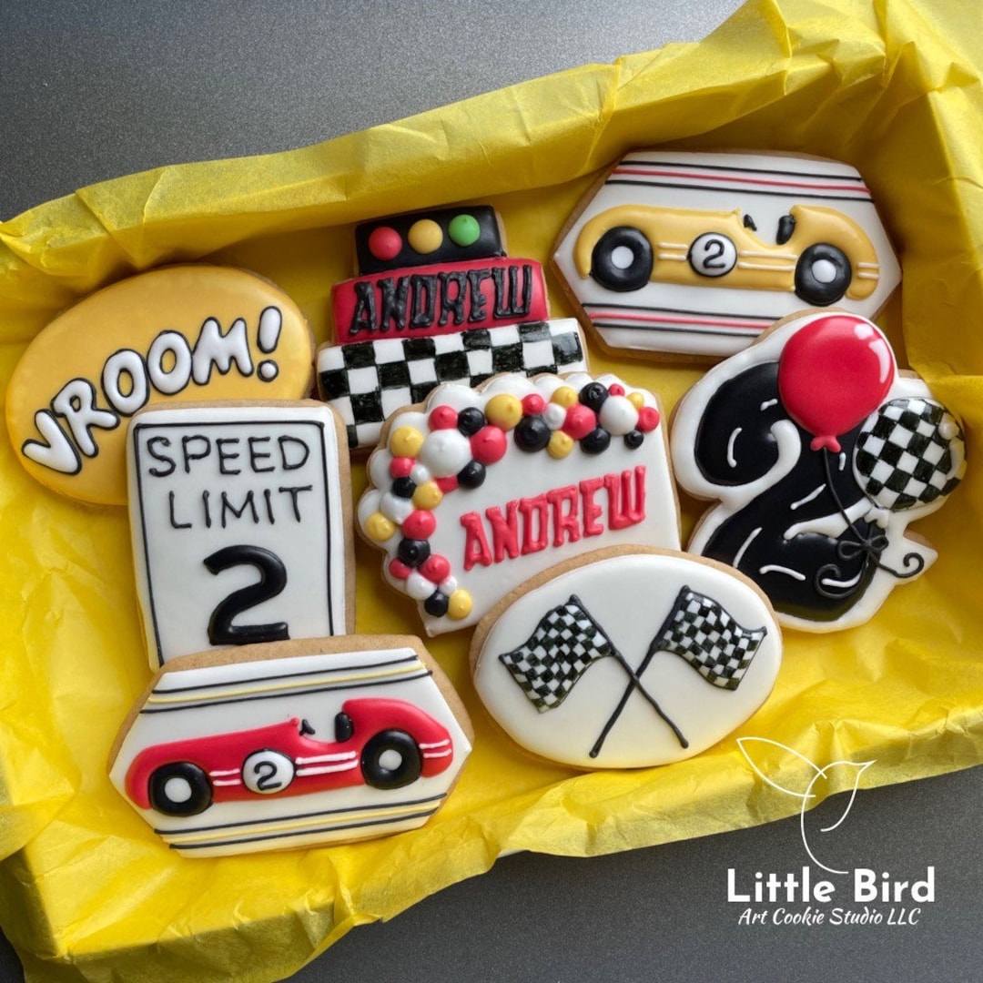 Race Cars Birthday Cookies, Race Cars Party Favors, Cars Decorated ...