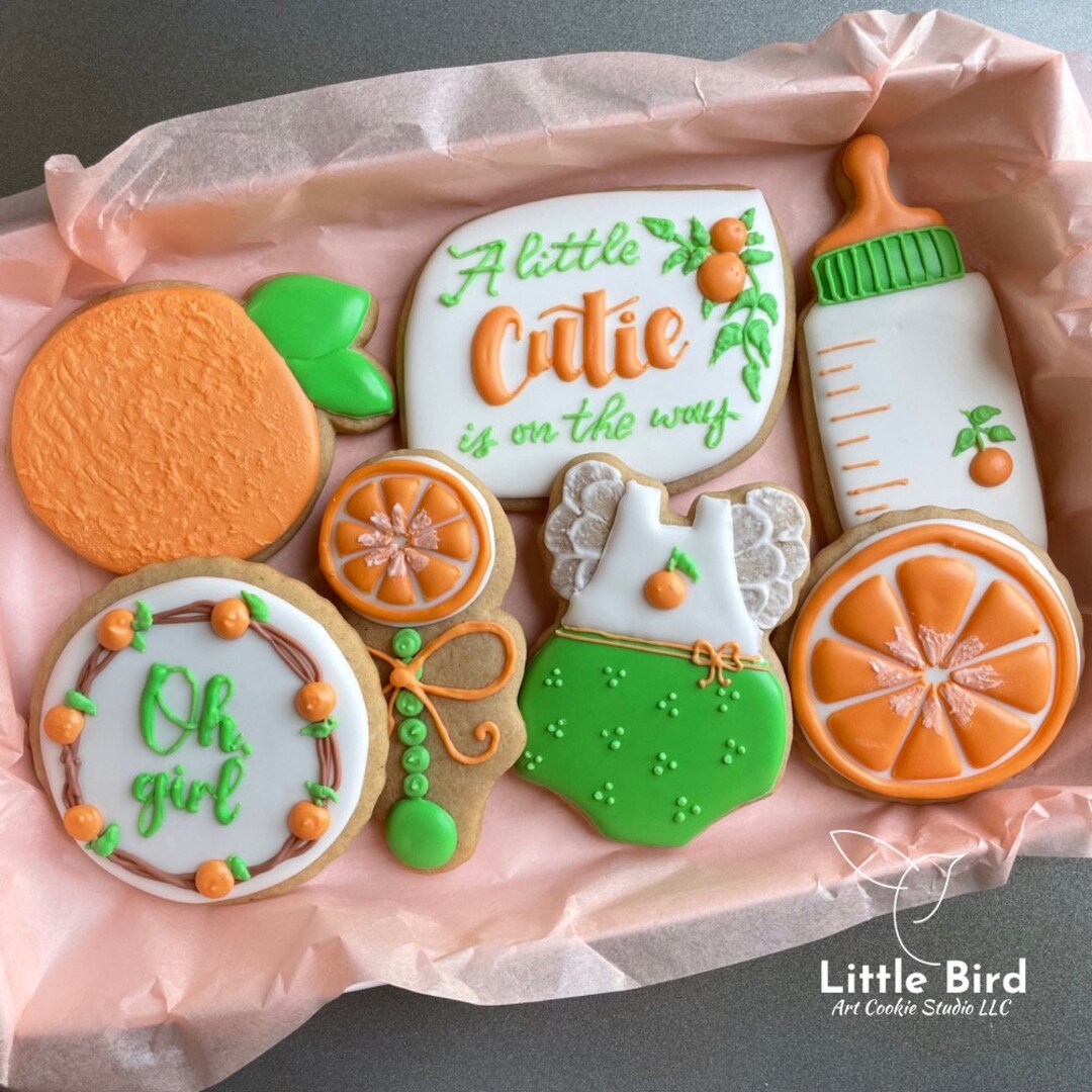 A Little Cutie is on the Way Cookies, Baby Girl Decorated Cookies, Baby ...