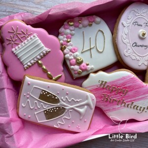 Champagne Birthday Decorated Cookies, Party Favors, Birthday Gift ...