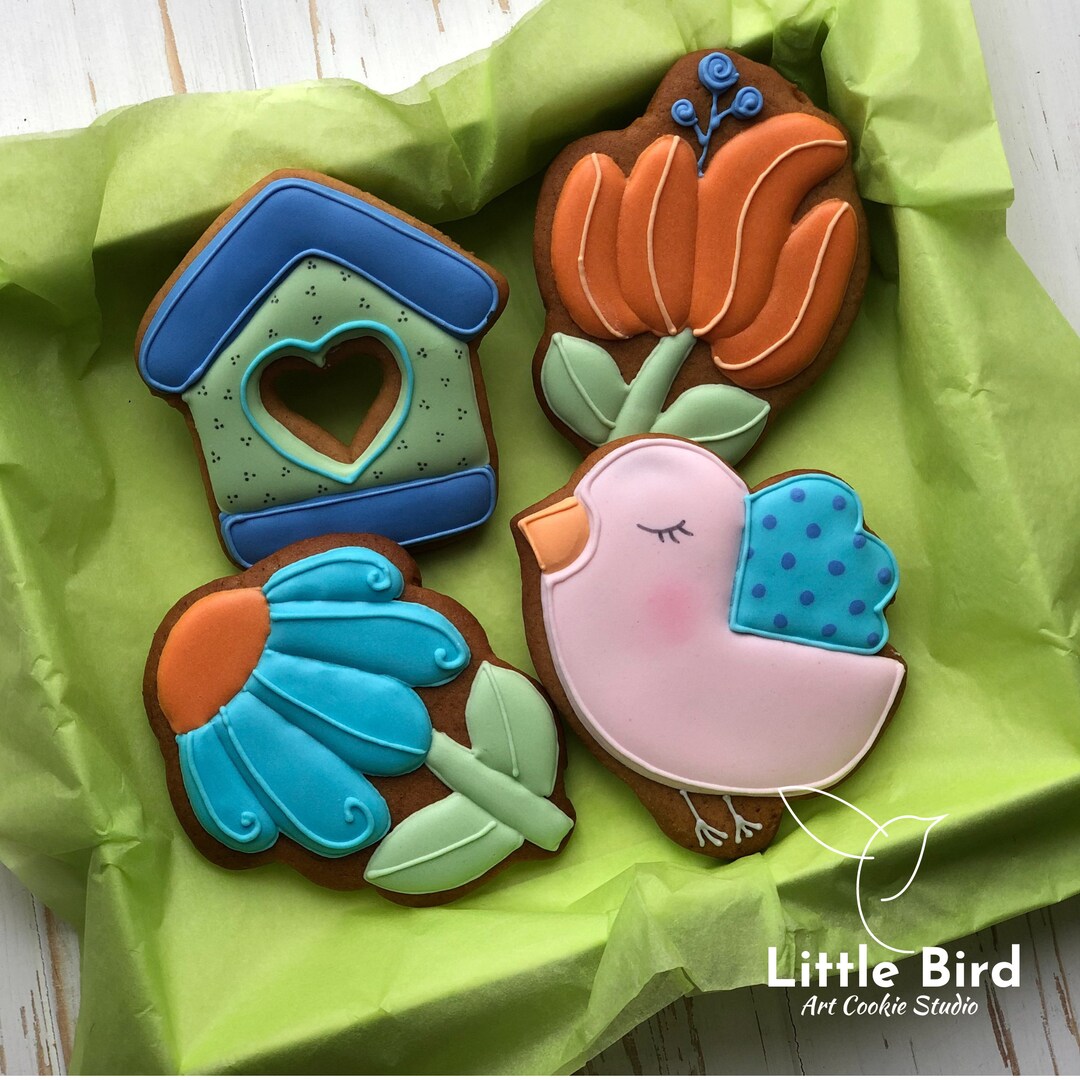Spring Themed Decorated Cookies, Birdie Cookies, Birthday Cookies ...