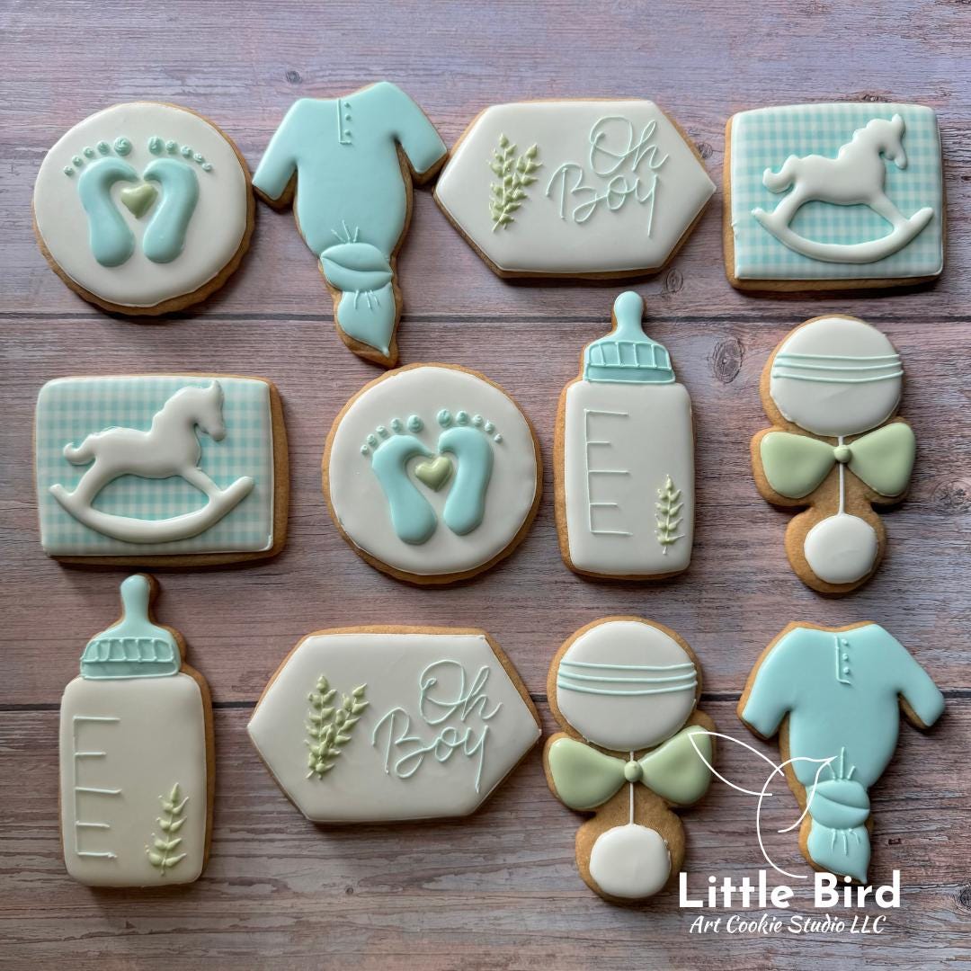 Oh Boy Baby Shower Decorated Cookies, Baby Shower Party, Custom Cookies ...