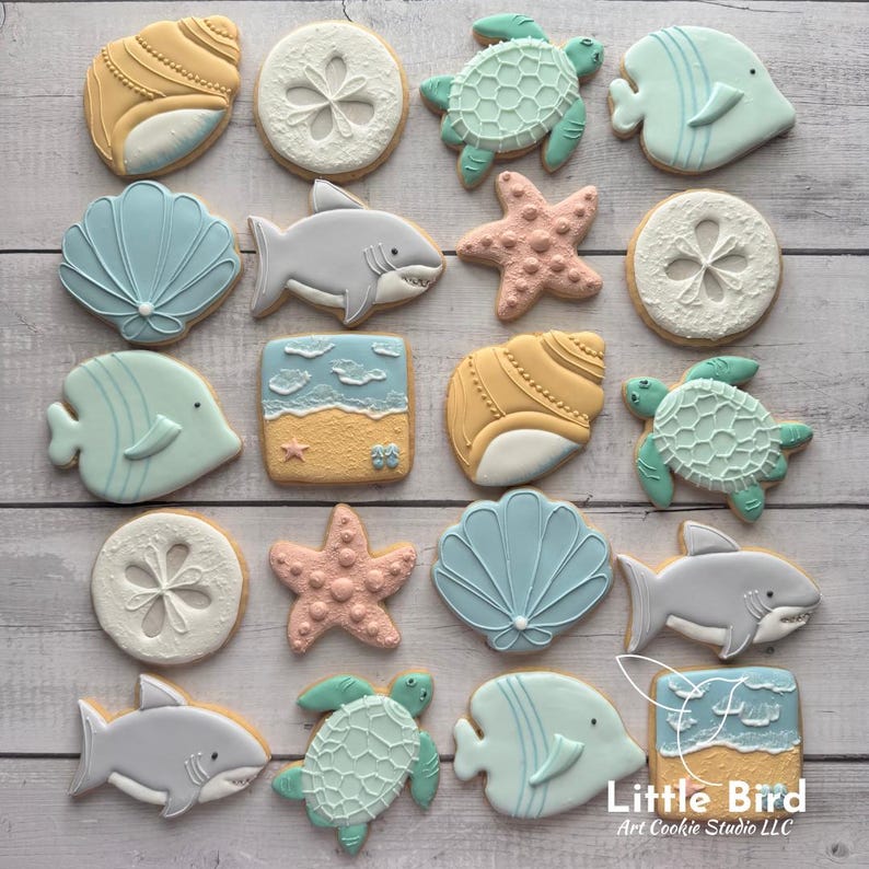 Under the Sea Themed Decorated Cookies, Summer Birthday Cookies, Beach ...