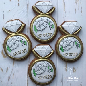 Engagement Ring Cookie, Wedding Ring Cookies, Diamond Ring Decorated ...