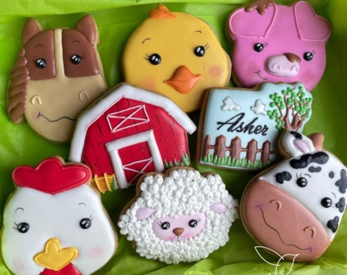 Farm Themed Birthday Cookies, Barnyard Animal Cookies, Farm Party ...