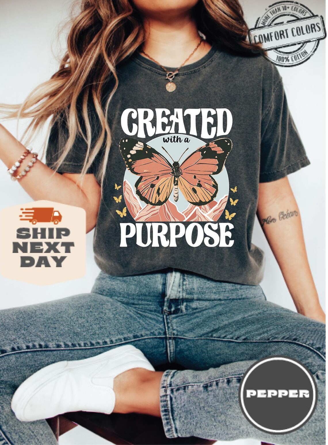 Created With A Purpose Comfort Colors®, Bible Verse Shirt, Christian T ...