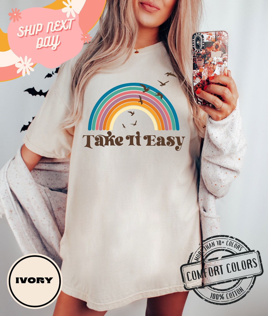 Take It Easy T-shirt, Take It Easy Tee, Vintage Inspired Cotton T-shirt ...