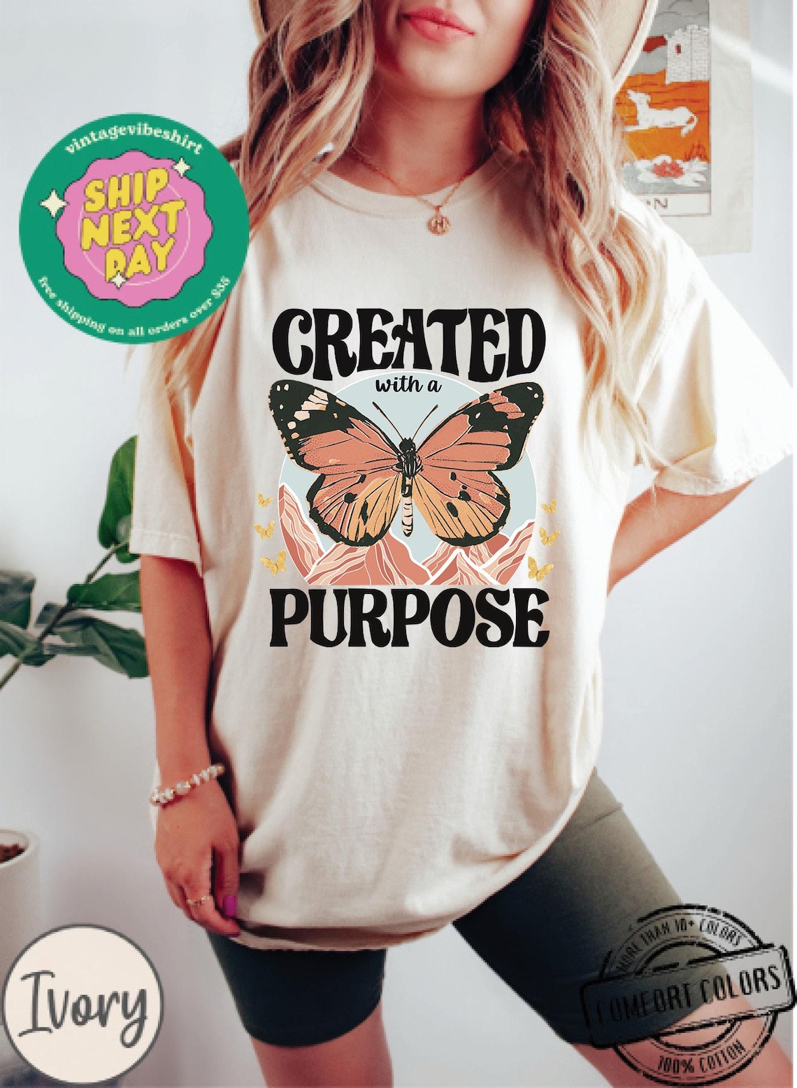 Created With A Purpose Comfort Colors®, Bible Verse Shirt, Christian T ...