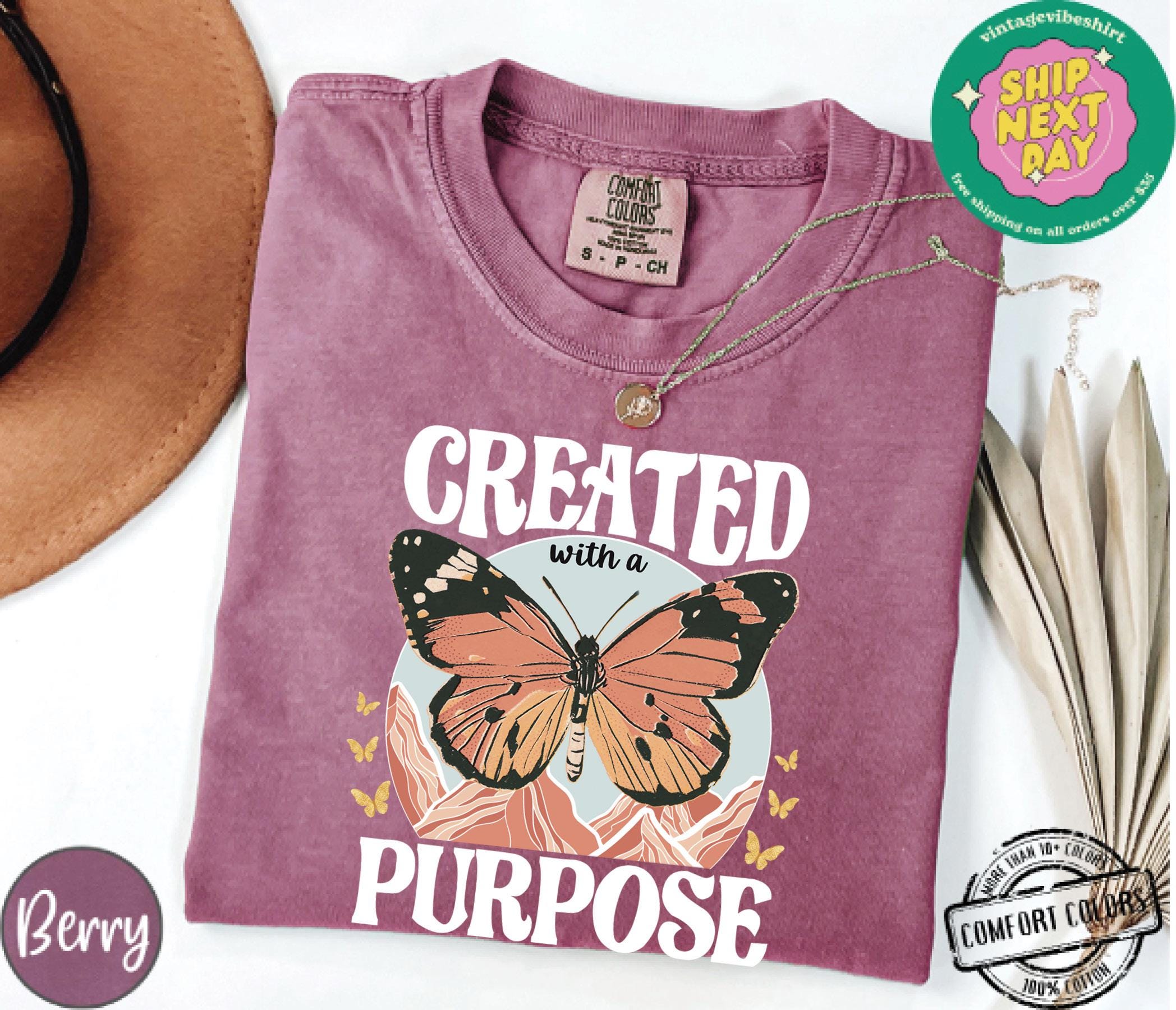 Created With A Purpose Comfort Colors®, Bible Verse Shirt, Christian T ...