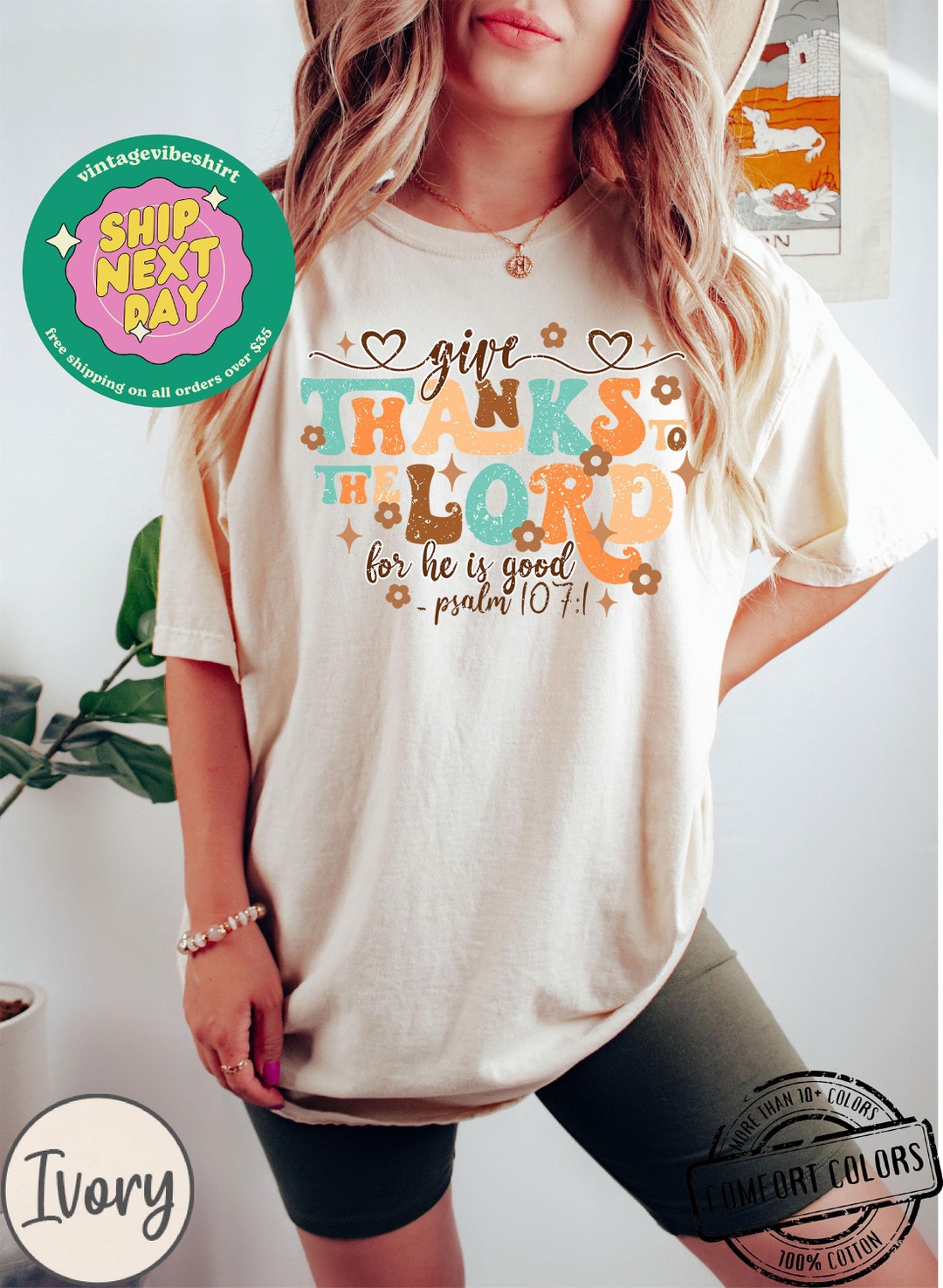 Give Thanks to the Lord Psalm: 1071 Comfort Colors®, Thankful ...