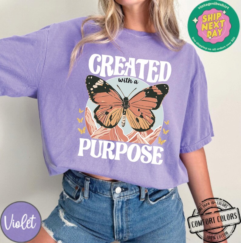 Created With A Purpose Comfort Colors®, Bible Verse Shirt, Christian T ...