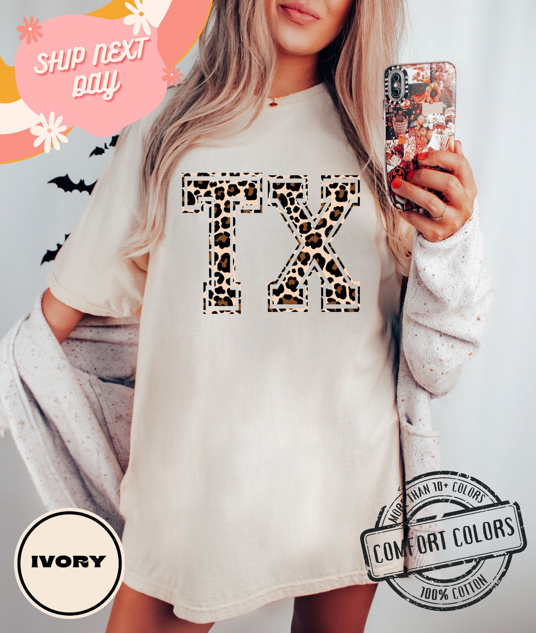 Leopard Texas Tshirt, Leopard Print Texas Comfort Colors, Texas State ...