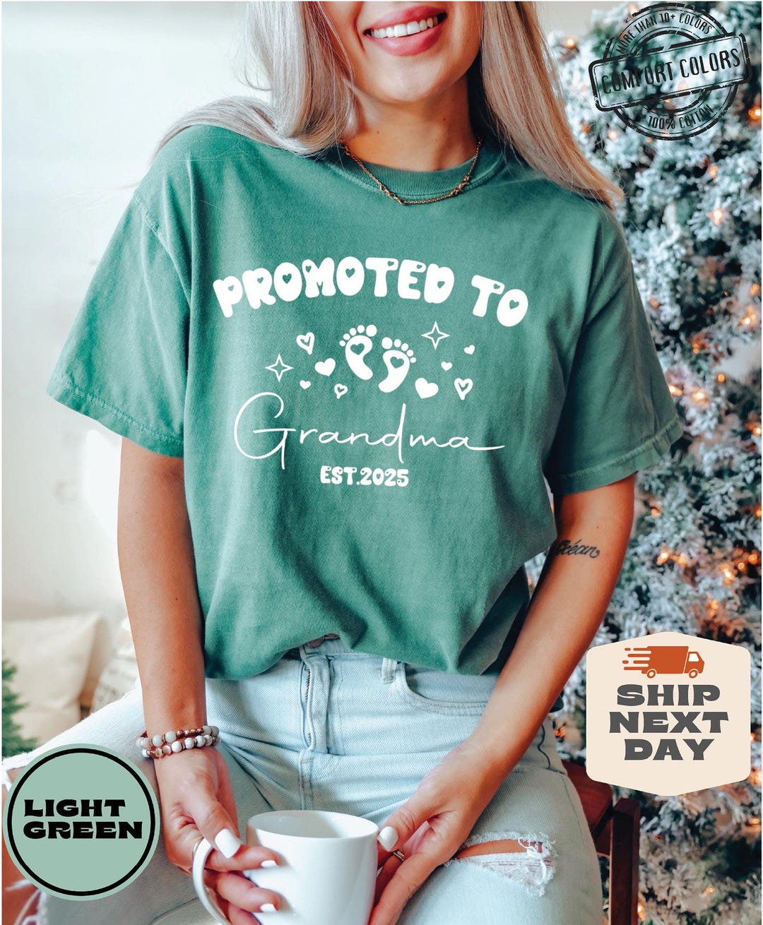 Promoted to Grandma Comfort Colors®, Personalized Est Grandma Shirt ...